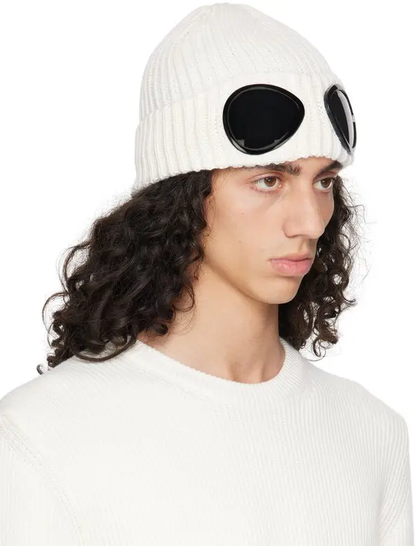 C.P. Company Goggle Beanie - 103 Gauze White | Editorialist